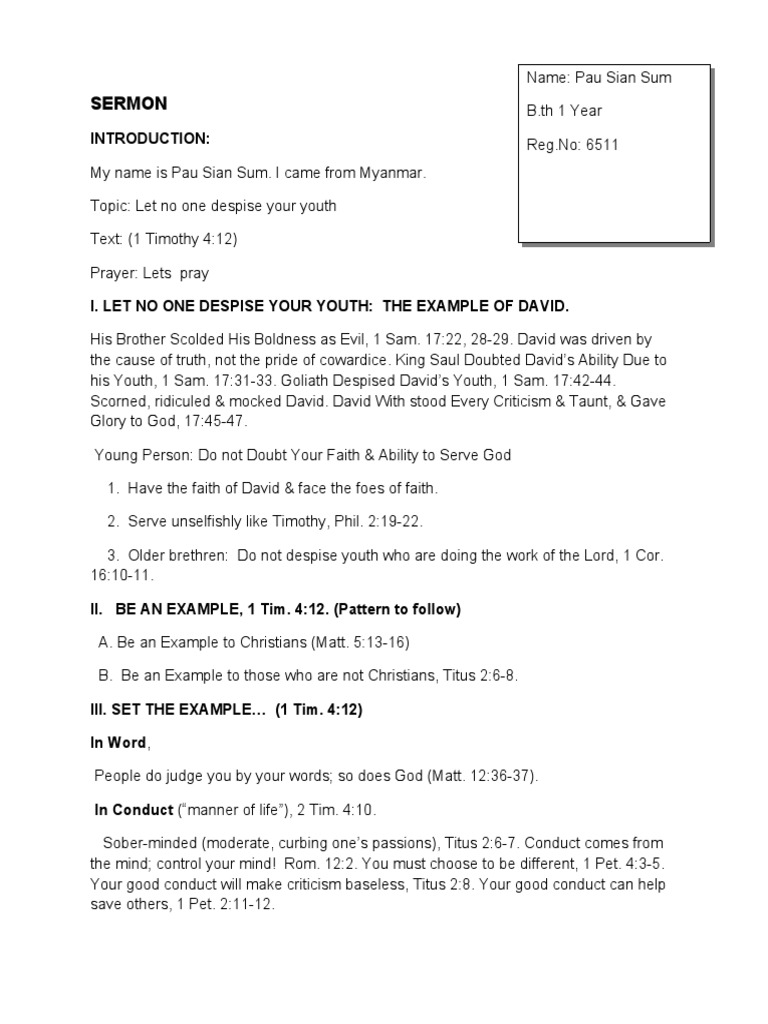 Sermon | PDF | David | Religious Belief And Doctrine