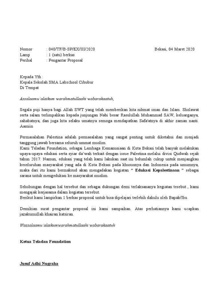 SURAT Pengantar Proposal | PDF