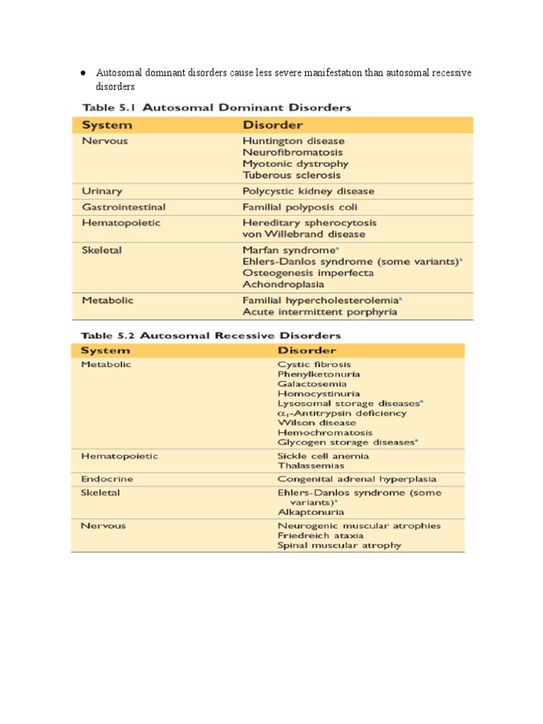 Pathology E10 Genetic Diseases | PDF