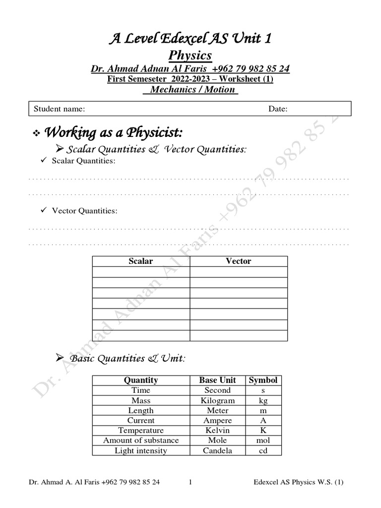 Edexcel AS Physics Mechanics | PDF | Velocity | Mechanics
