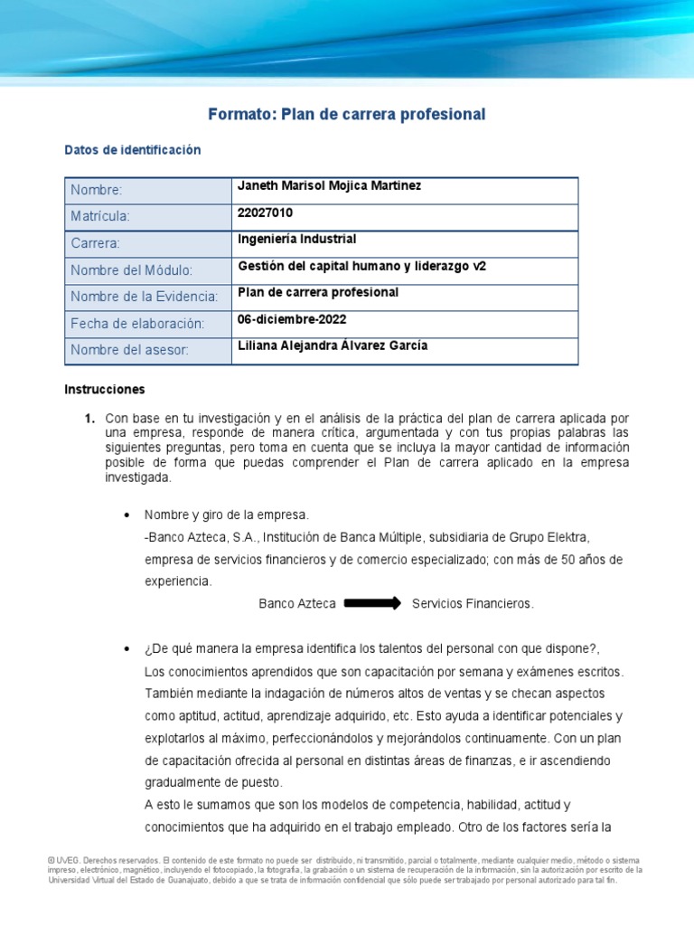 Mojica - Marisol - Plan de Carrera | PDF | Reclutamiento | Business