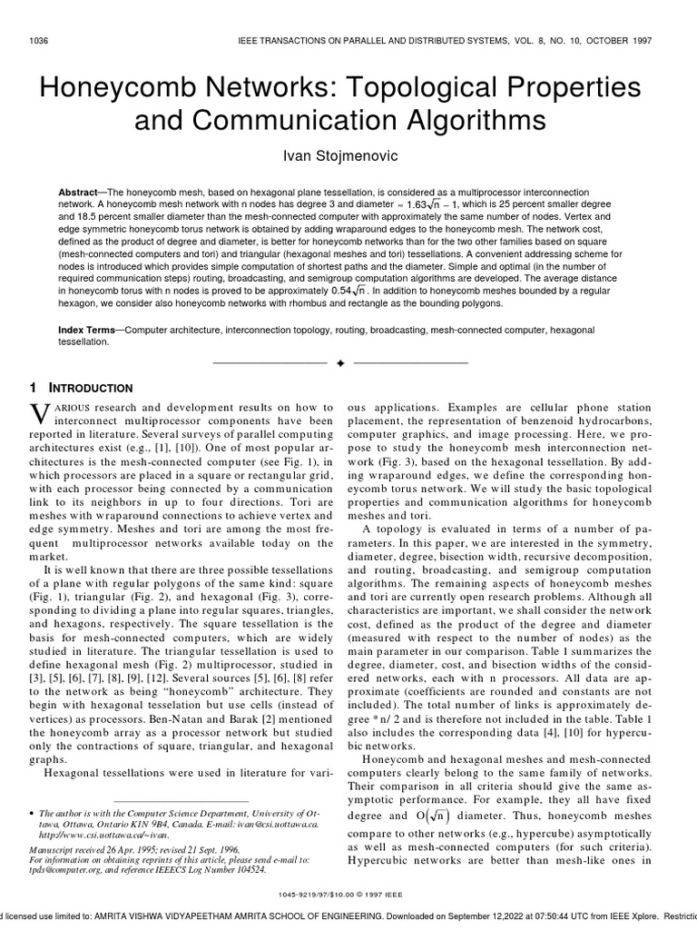 Honeycomb Networks Topological Properties and Communication Algorithms | Download Free PDF ...