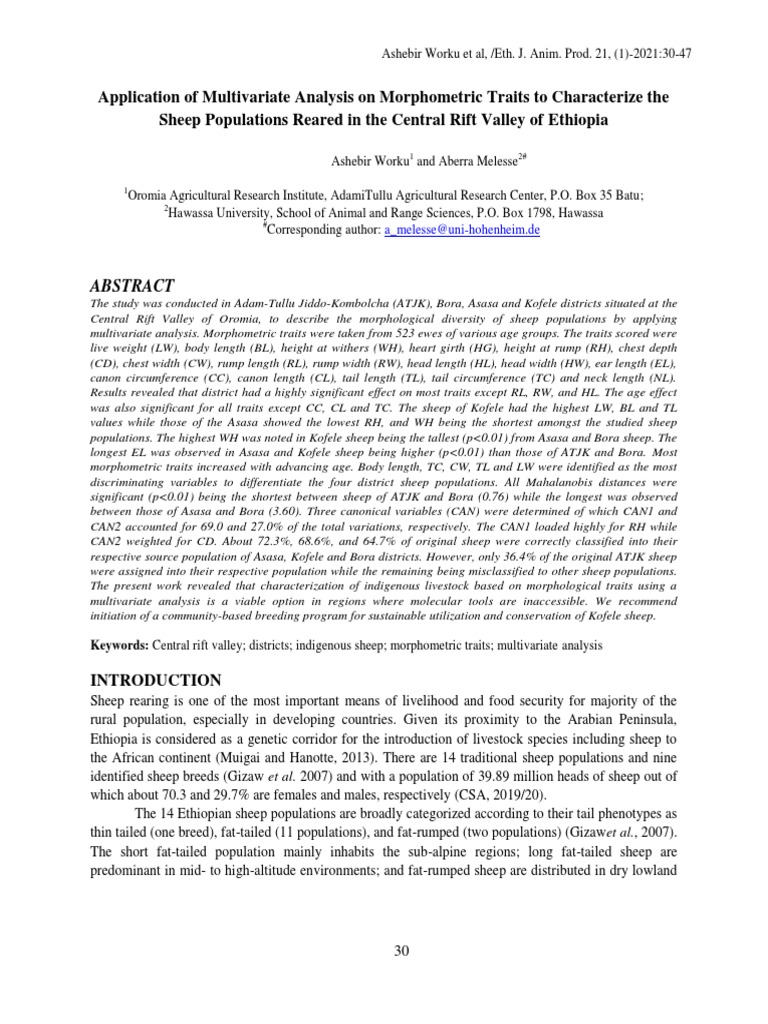 Ashebir and Aberra-2021 - EJAP | PDF | Sheep | F Test