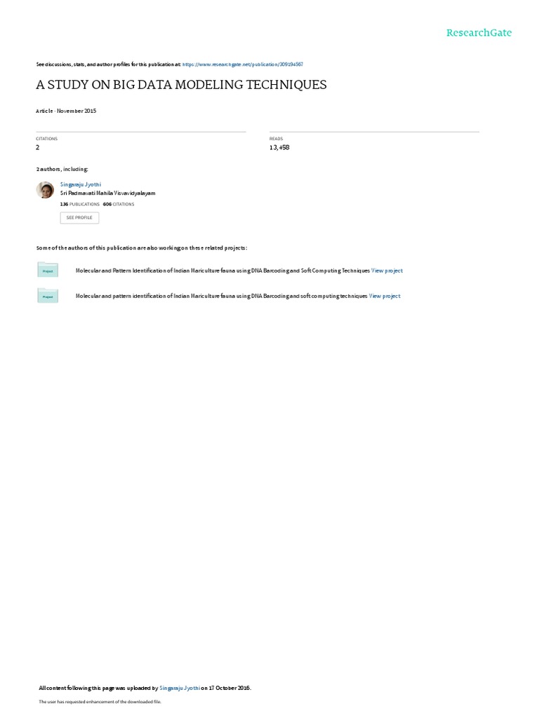 A Study On Big Data Modeling Techniques: Article | PDF | Big Data ...