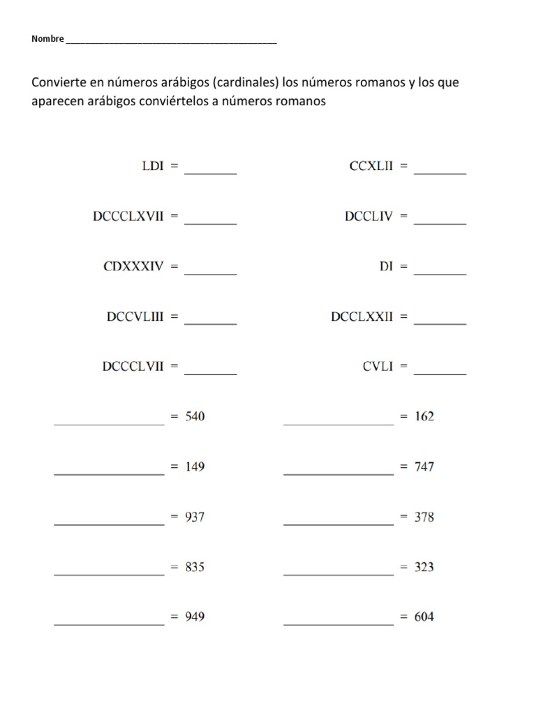 Conversión Números Romanos y Arábigos | PDF