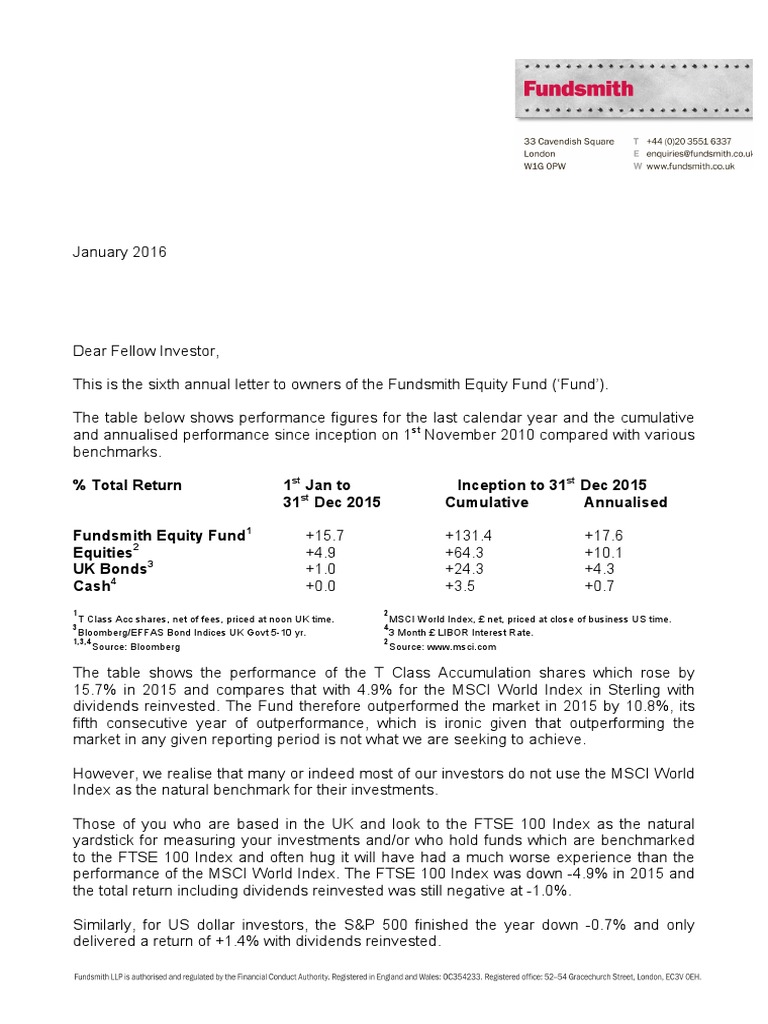 Annual-Letter-To-Shareholders - Terry Smith 2015 | Download Free PDF ...