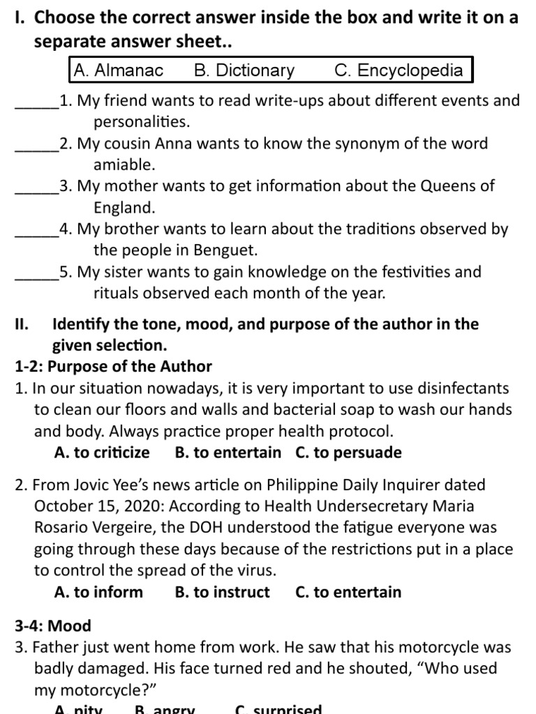 English 6 Q2 Wk3-4 Quiz 2 | PDF | Social Science | Self-Improvement