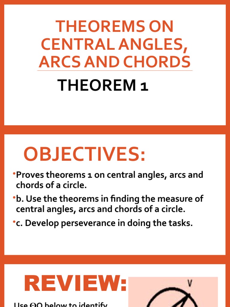 Theorem 1 On Central Angles, Arcs and Chords | PDF