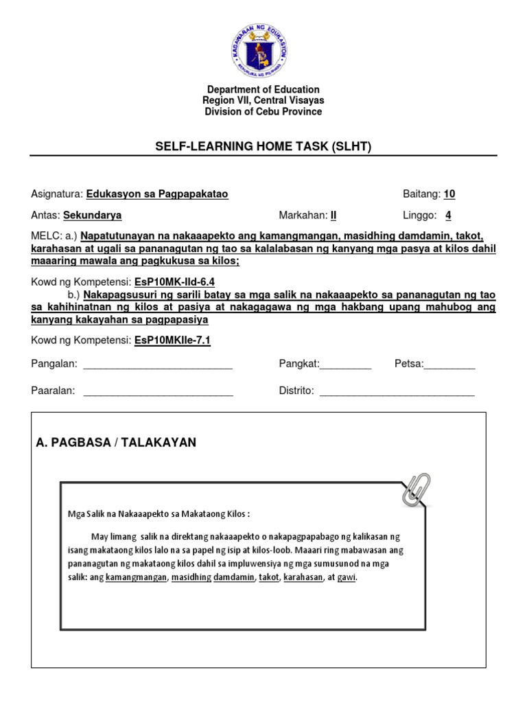 SLHT EsP10 Q2 WEEK4 FINAL | PDF