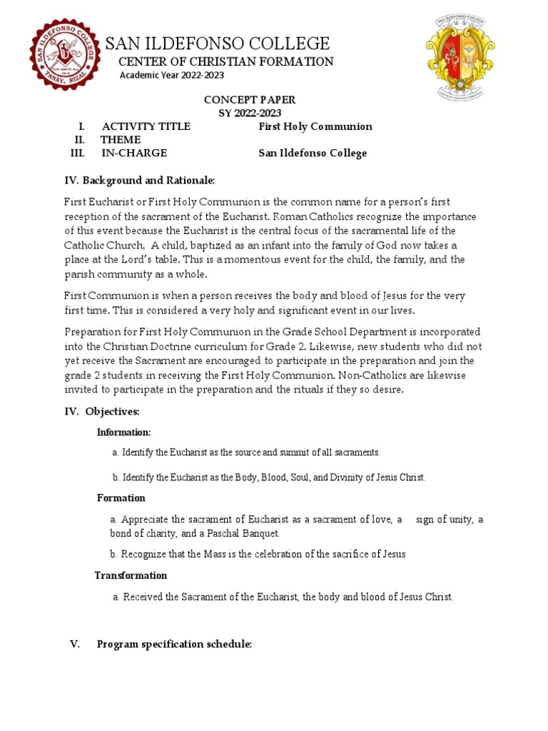 First Communion | PDF | Eucharist | Sacraments