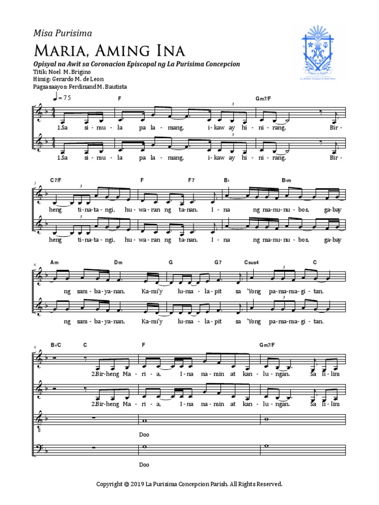 Maria Aming Ina Misa Purisima | PDF