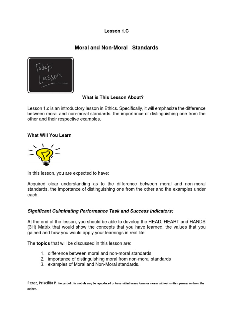 FINAL MODULE Lesson 1.c Ethics | PDF | Morality | Thought