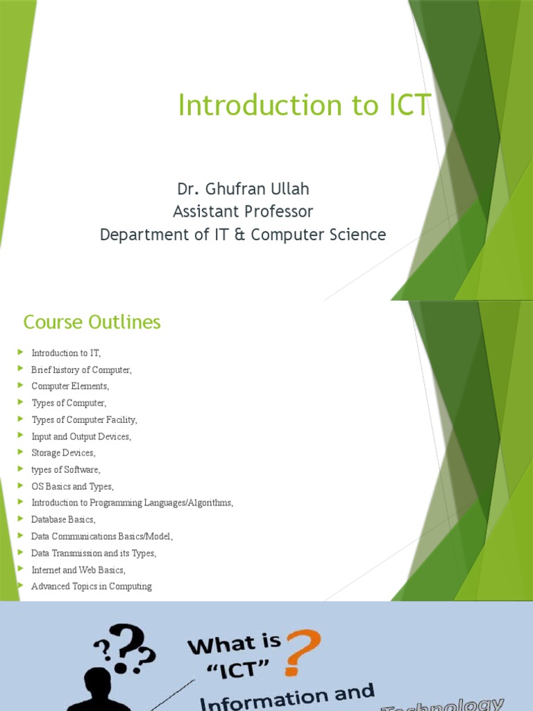 Introduction to ICT and Computer Basics | PDF | Computer Data Storage | Computer Hardware