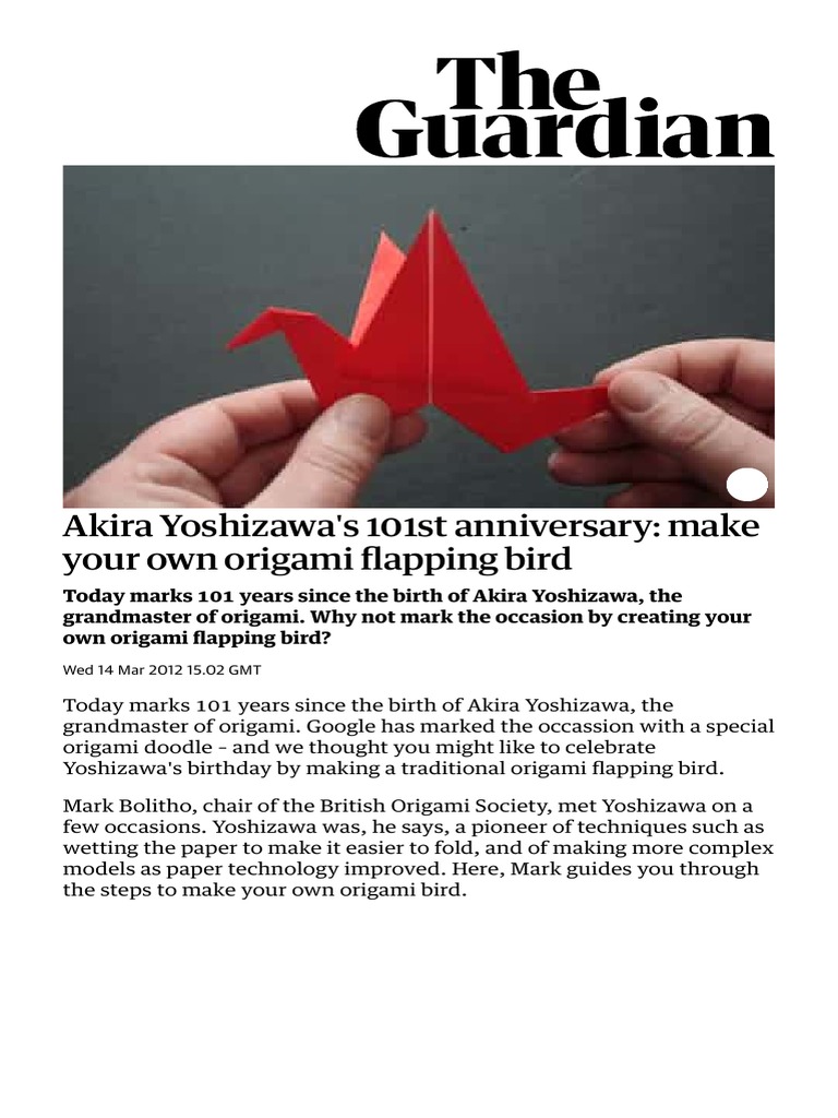 Akira Yoshizawa Make Origami Bird 1 | PDF | Origami | Communication