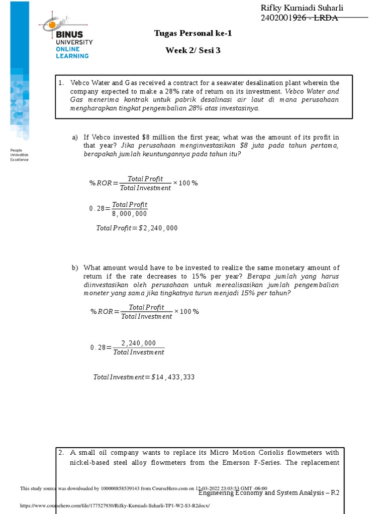 Calculating Investment Returns, Present Values, and Interest Rate ...