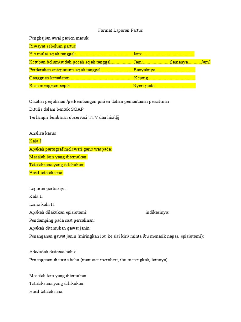 Format Laporan Partus | PDF | Self-Improvement | Science & Mathematics