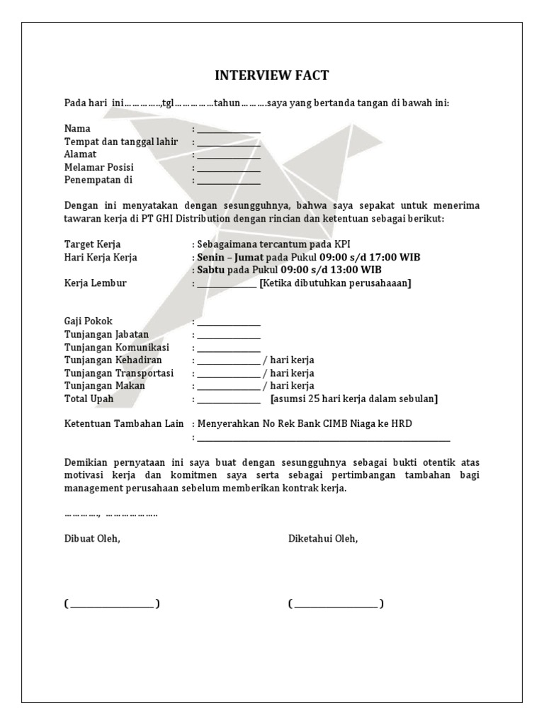 Interview Fact Form | PDF