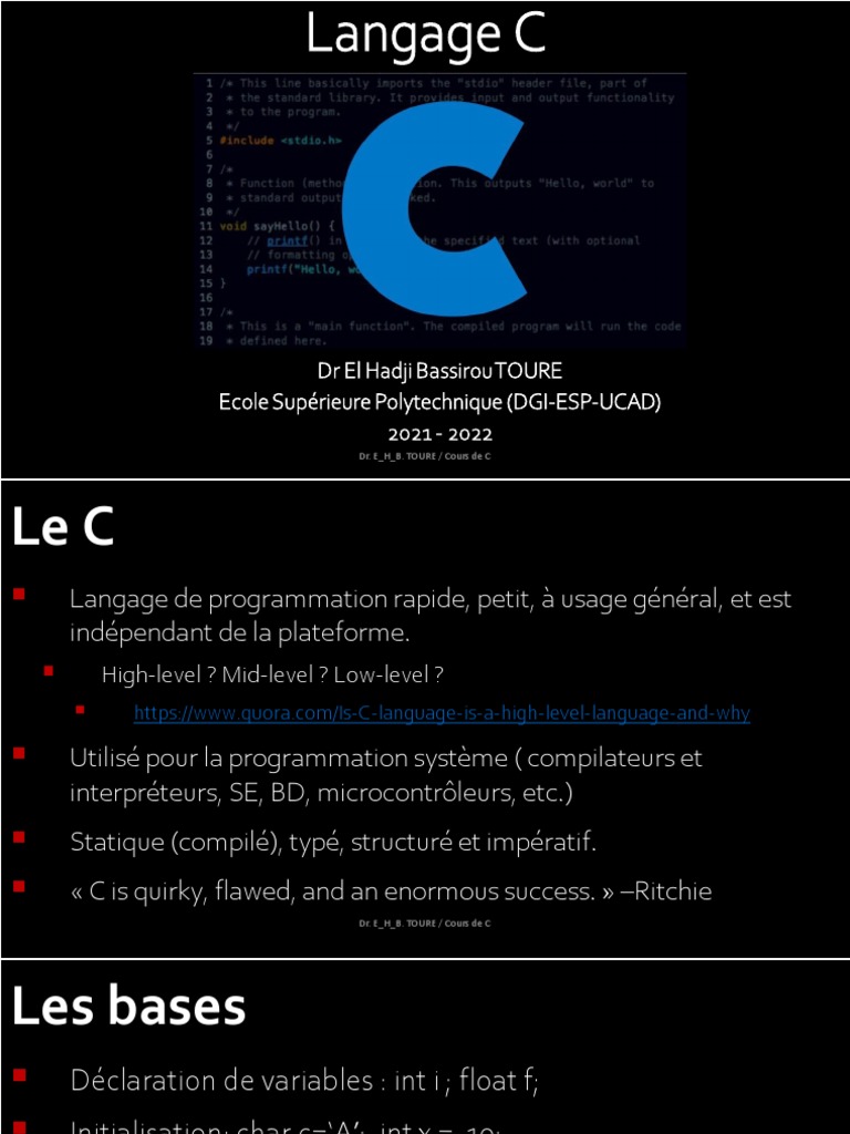 Cours 03 C | PDF | Variable (informatique) | Type de données