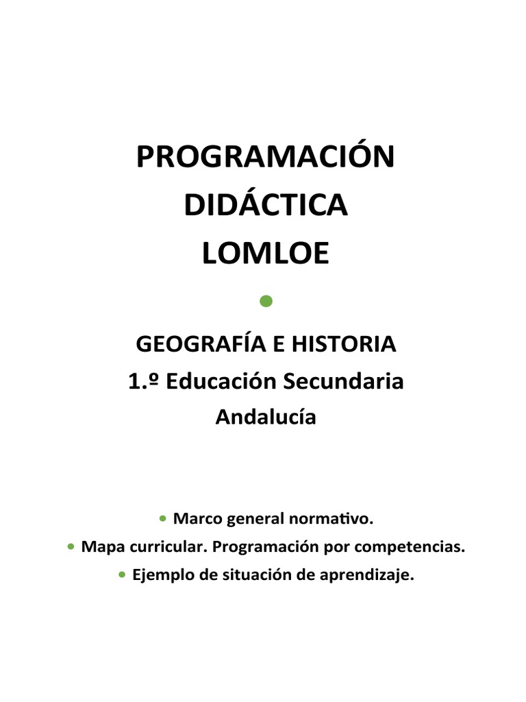 Programacion Didactica Lomloe 1secundaria Geografiaehistoria | PDF | Plan de estudios ...
