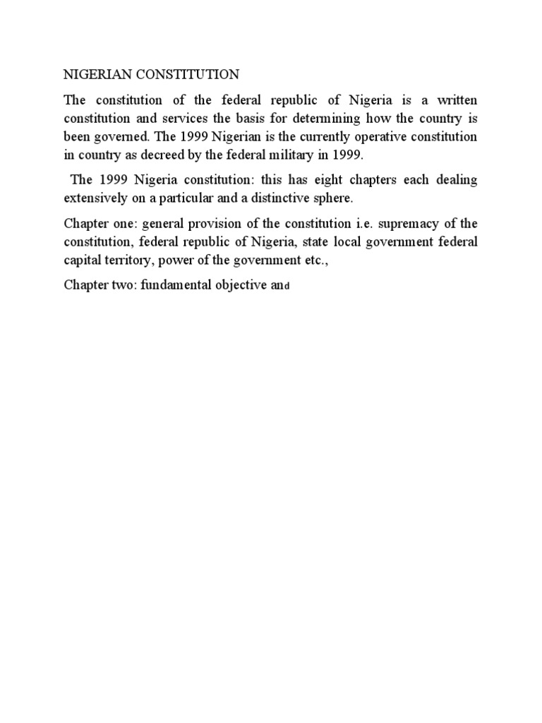 Nigerian Constitution | PDF