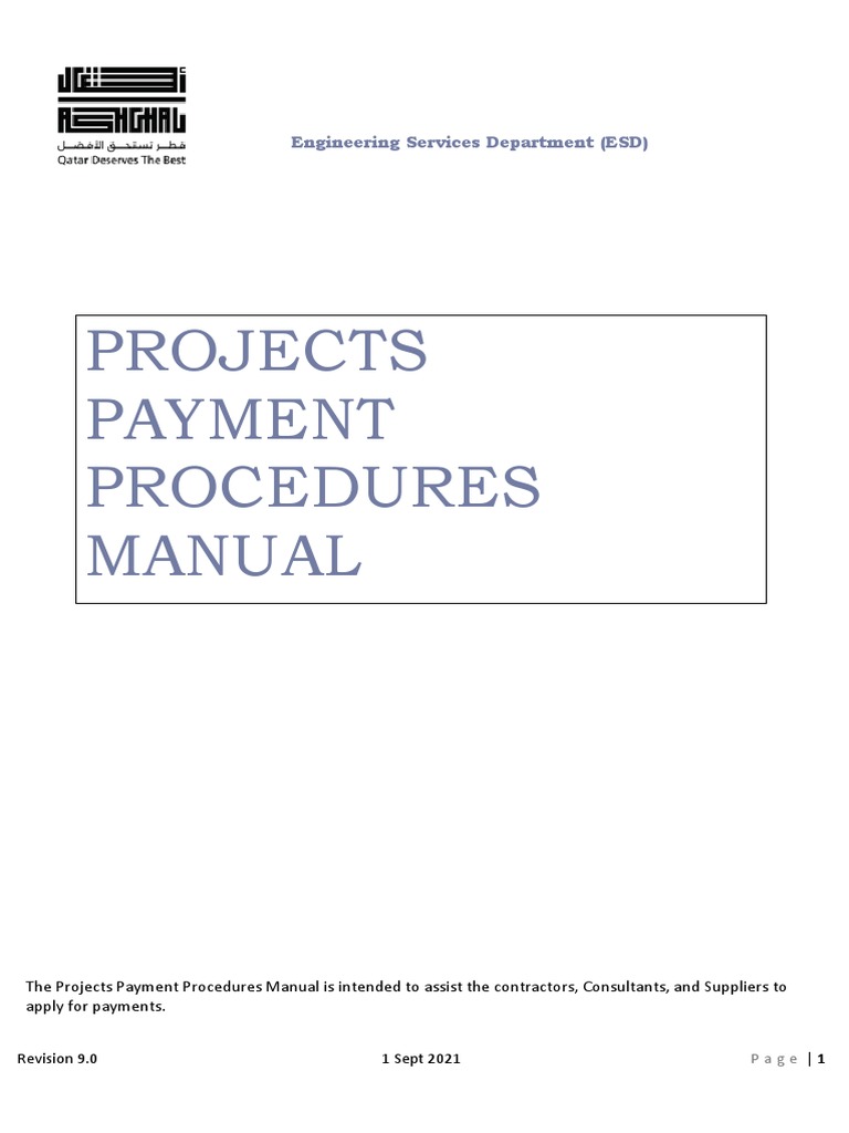 Projects Payment Procedures Manual Rev 9.0 | PDF | Cheque | Payments
