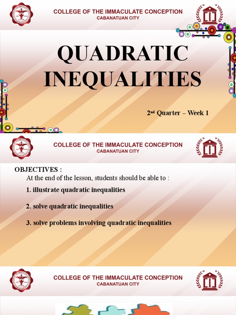 Q2 Week1 Quadratic Inequalities | PDF | Quadratic Equation | Inequality ...