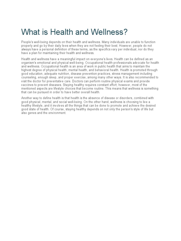 What is Health and Wellness? Understanding Health, Wellness and Their ...