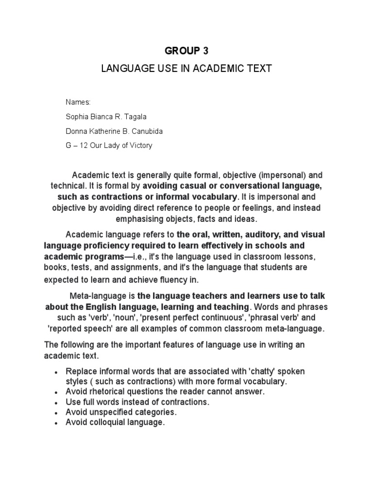 Language Use in Academic Text | PDF