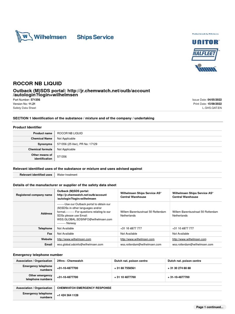 Rocor NB Liquid 25 LTR | PDF | Redox | Nitrate