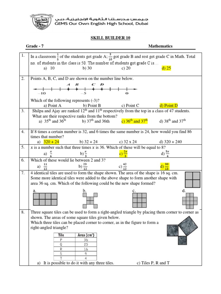 Skill Builder 10 | PDF | Area | Mathematics