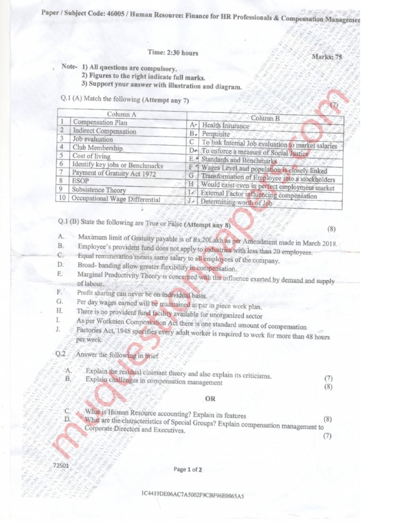 Tybms Sem5 HRPCM Nov19 | PDF