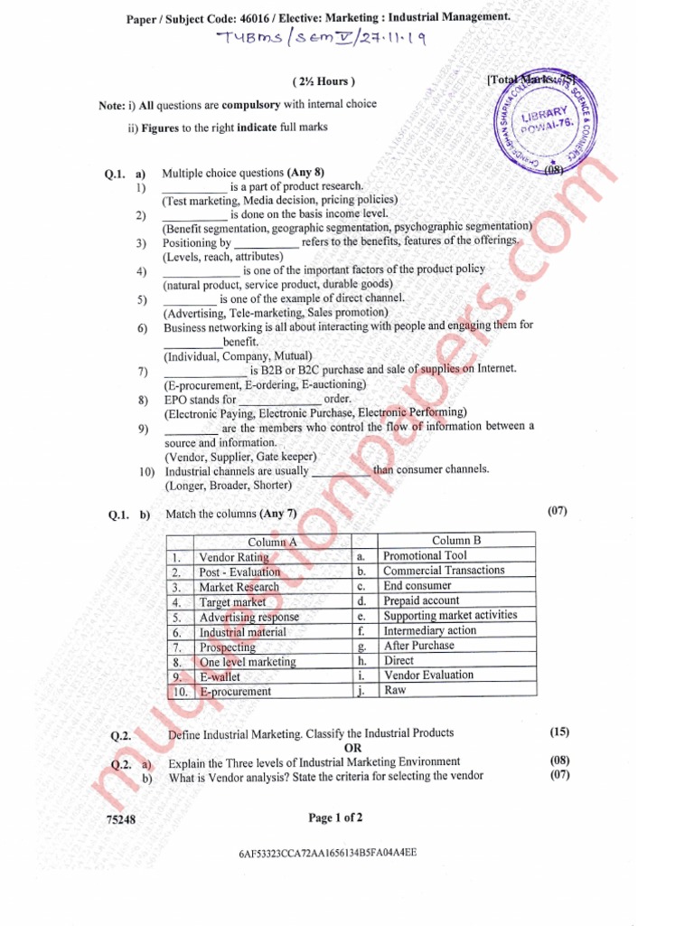 Tybms Sem5 Im Nov19 Pdf Marketing Advertising