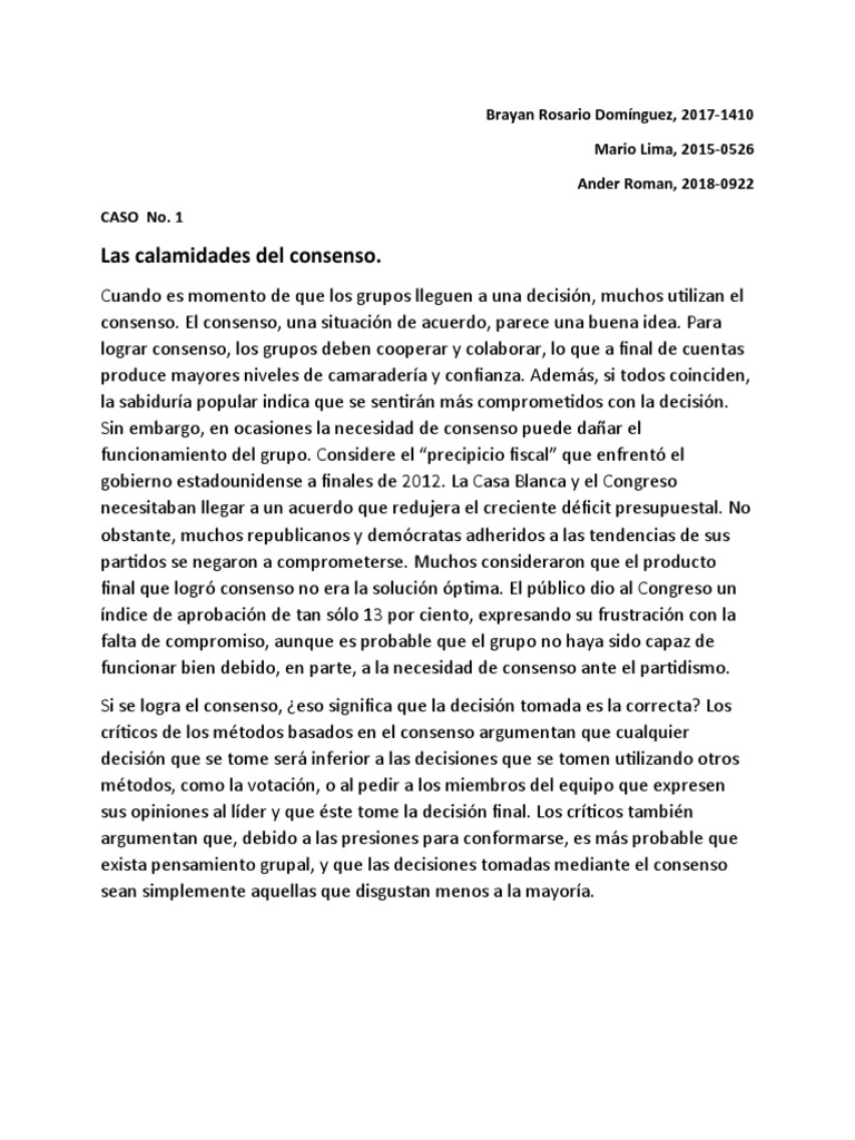 Las calamidades del consenso | PDF | Toma de decisiones por consenso ...