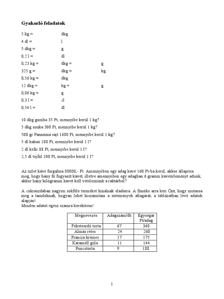 Gyakorló Feladatok 3 - 11 | PDF