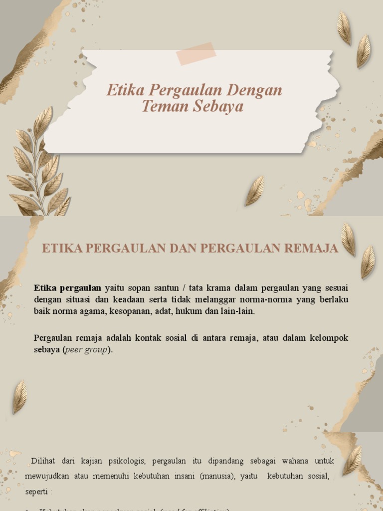 Etika Pergaulan Teman Sebaya | PDF