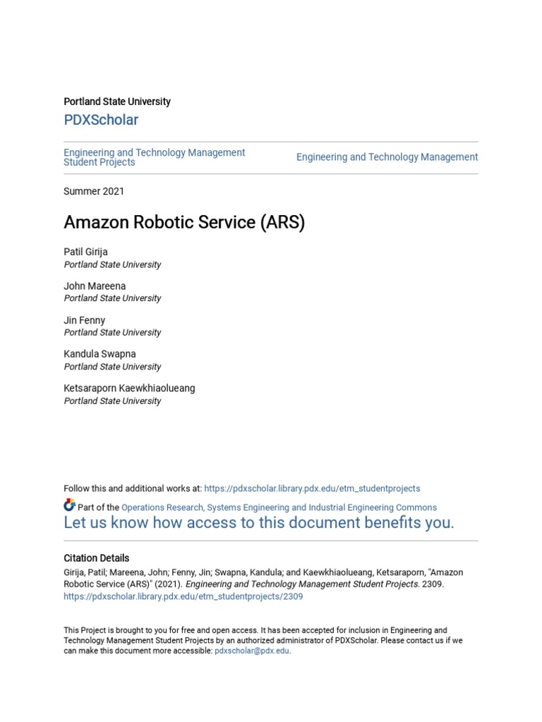 Amazon Robotic Service (ARS) | PDF | Warehouse | E Commerce