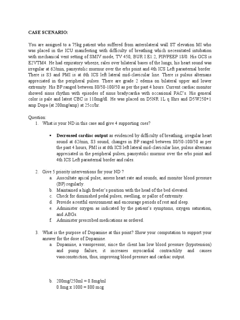 Case Scenario Stemi | PDF | Apnea | Myocardial Infarction