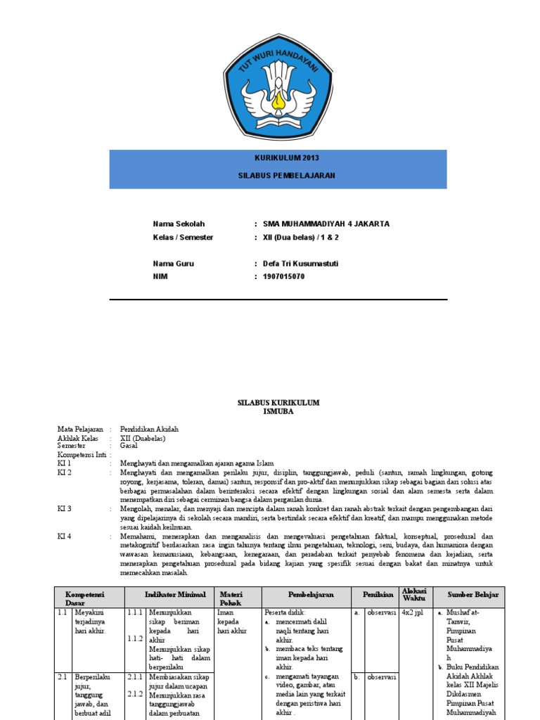 Silabus Kelas Xii | PDF