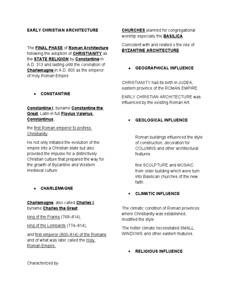 Early Christian Architecture | PDF | Church (Building) | Pulpit