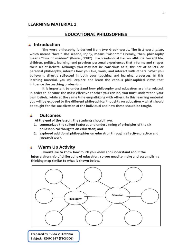 Learning Material 1. Educational Philosophiesm | Download Free PDF | Philosophy Of Education ...
