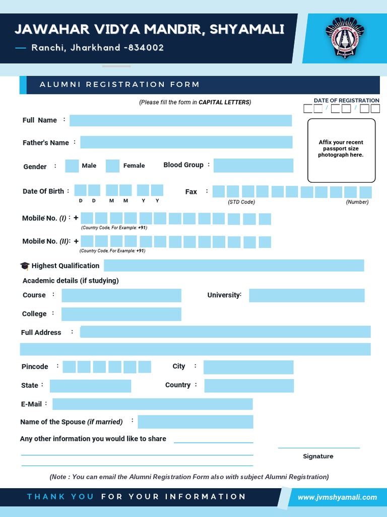 Blue Modern Corporate Business Membership Form A4 Document | PDF