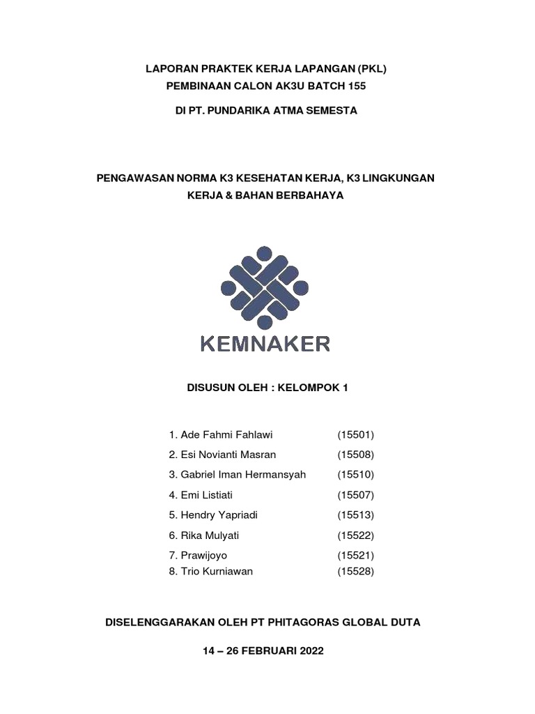 LAPORAN PKL Kelompok 1 - Final | PDF | Sains & Matematika | Teknologi ...