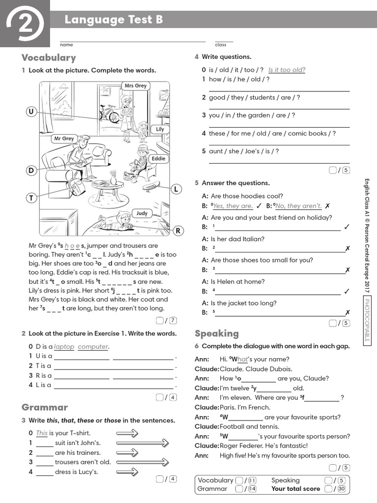 ECA1 Tests Language Test 2B | PDF | Cognitive Science | Cognition