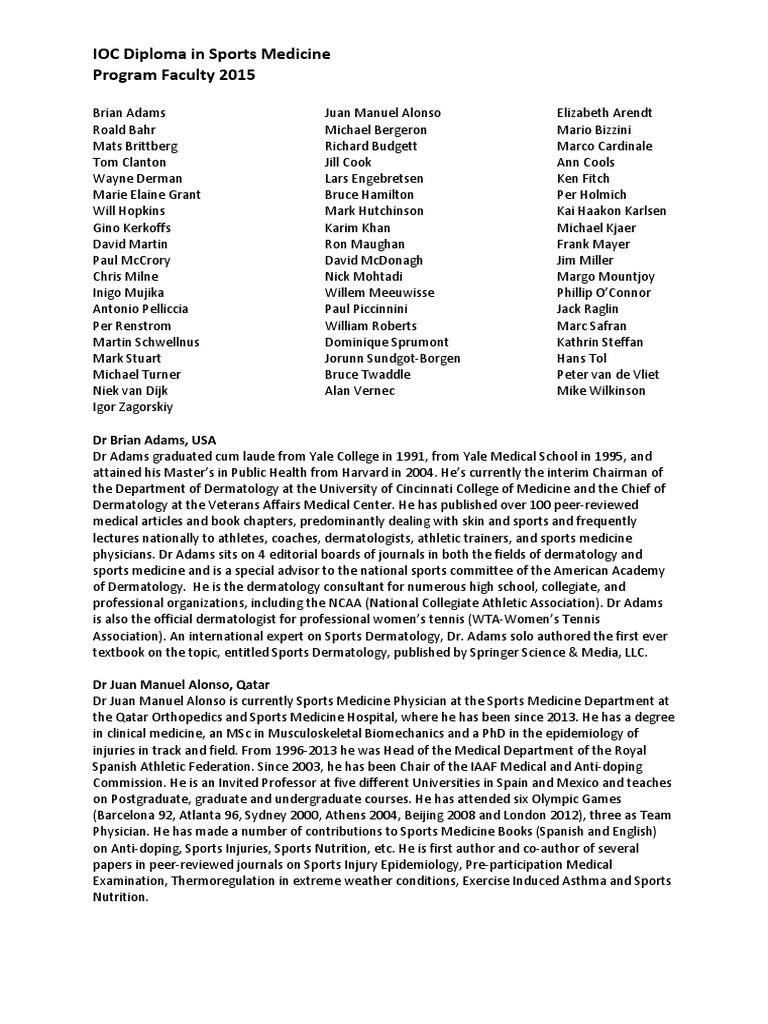 Program Faculty - Sports Medicine | PDF | Physical Therapy | Medicine