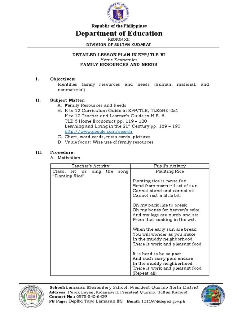 Detailed Lesson Plan in Epp | PDF | Teachers | Cognition