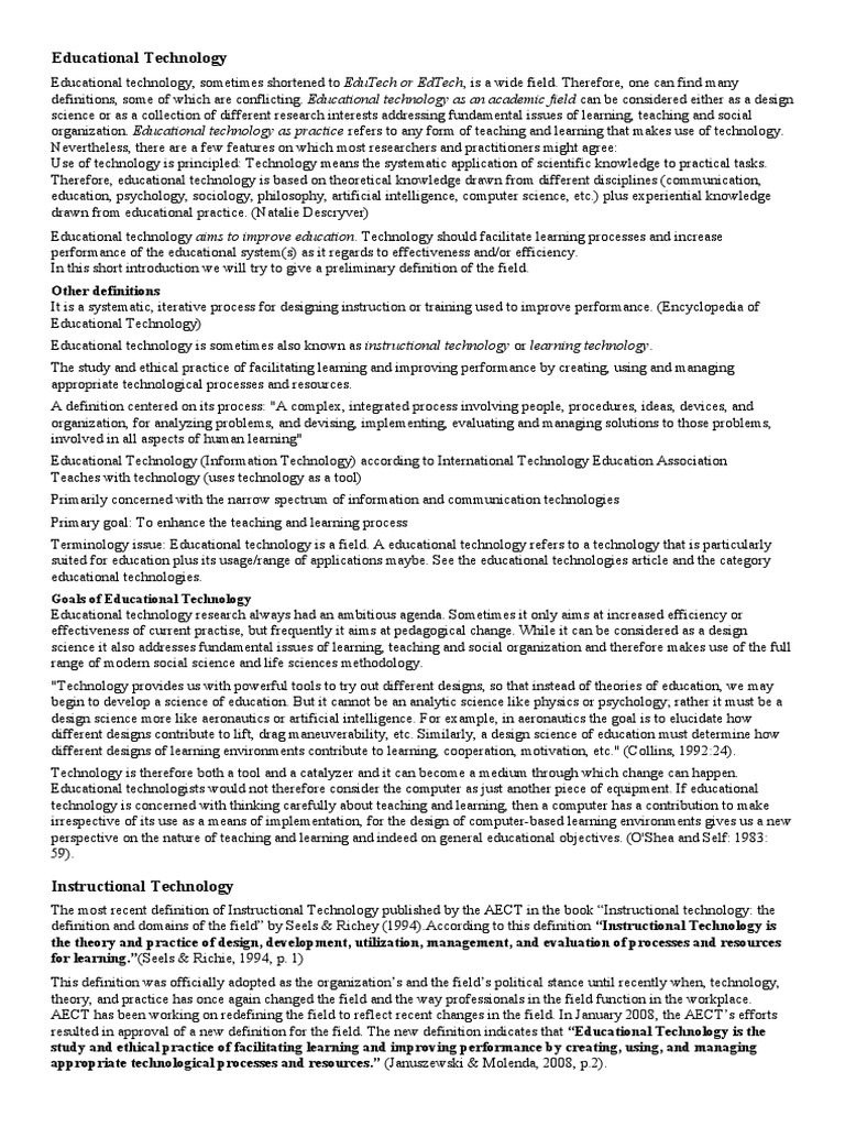 EDUCATIONAL TECHNOLOGY 1 - Educational Technology | PDF
