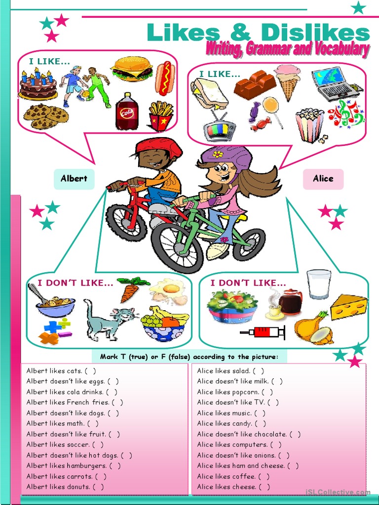 Likes & Dislikes (To Be, Either, Too) | PDF | Cooking | Foods