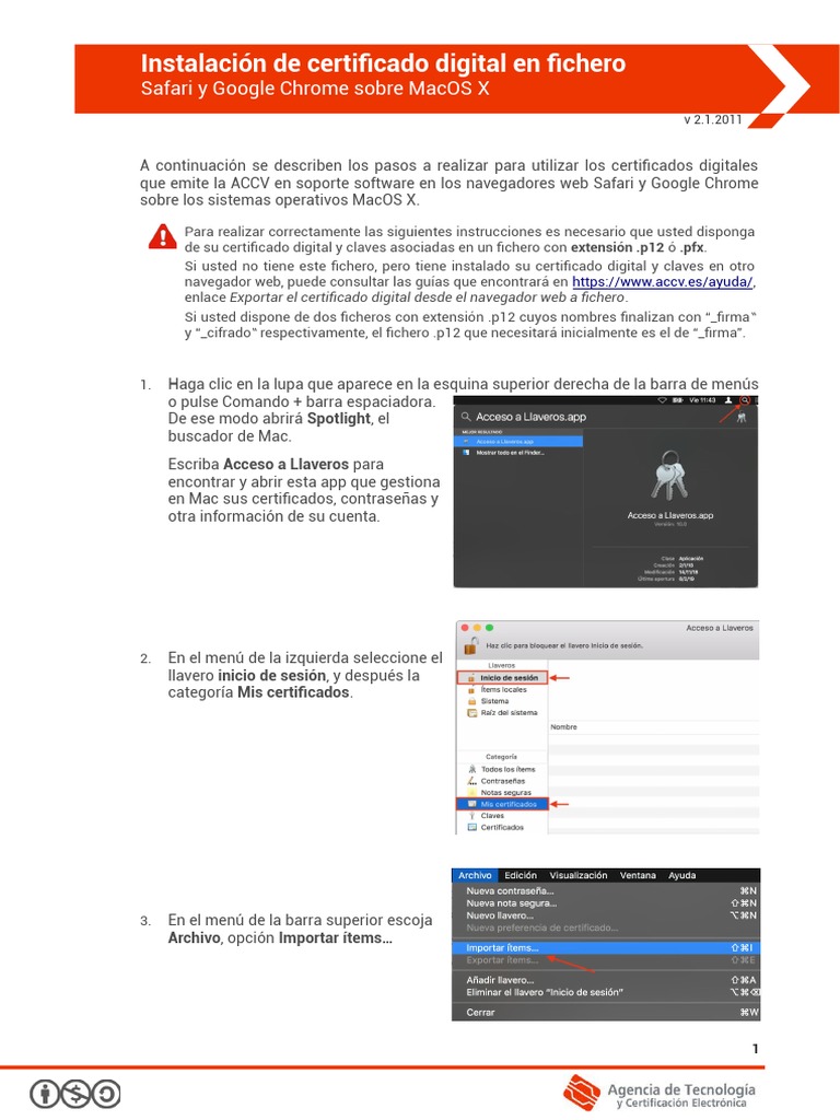 Instalación de Certificado Digital en Fichero: Safari Y Google Chrome Sobre Macos X | PDF | Mac ...