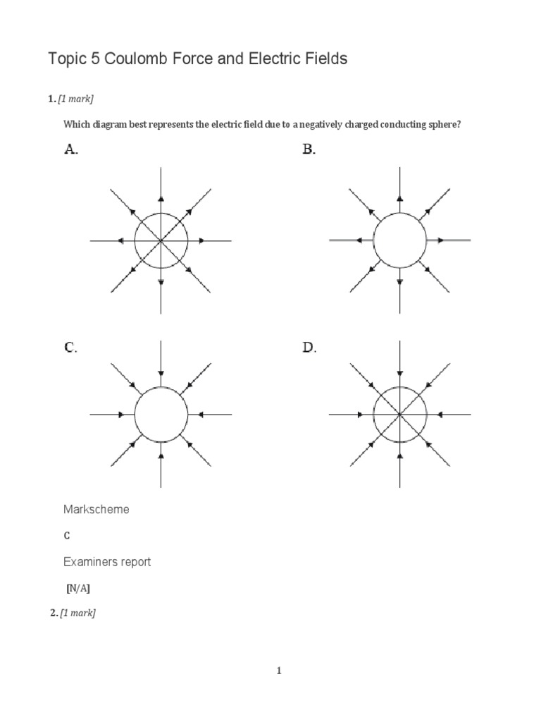 Topic 5 Coulomb Force and Electric Fields Answers | PDF | Electric Field | Force