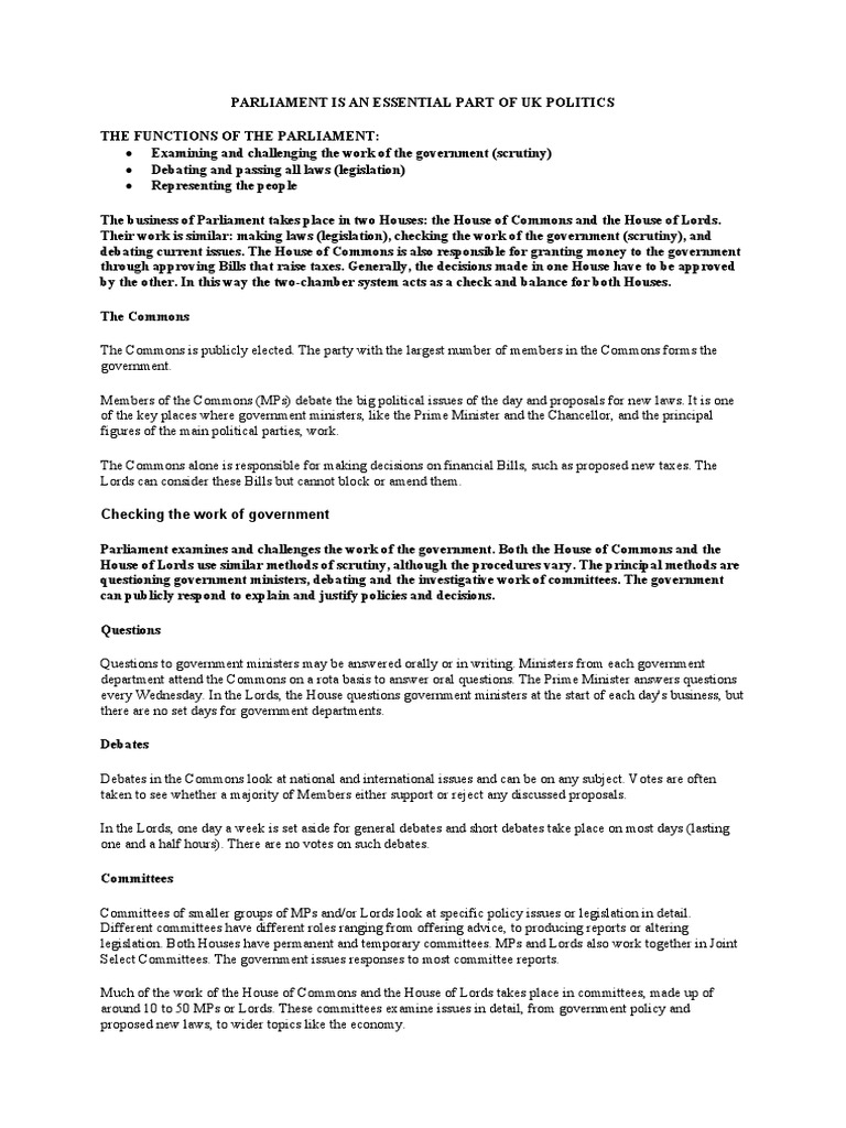 UK Parliament | Download Free PDF | House Of Commons Of The United ...